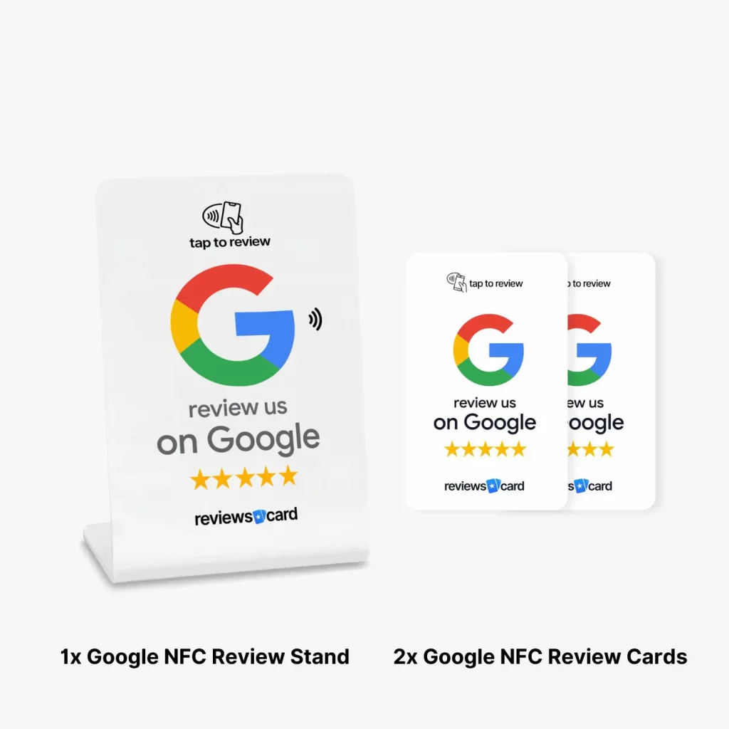 Google NFC Review Bundle – 1 Stand & 2 Cards – Reviews Card
